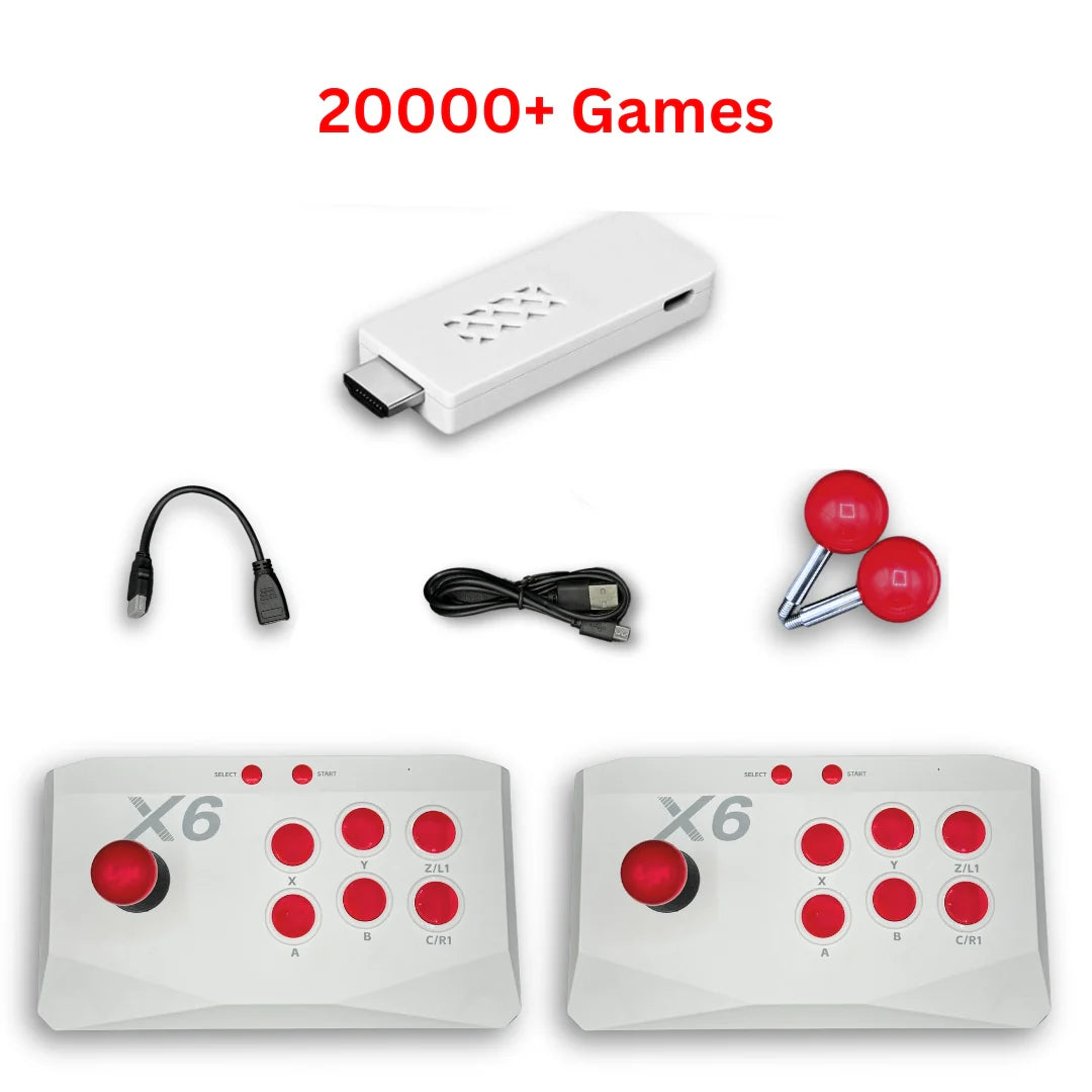 X6 Game Console with Double Arcade Joystick 64GB 20000 Games – Tech 4 Style